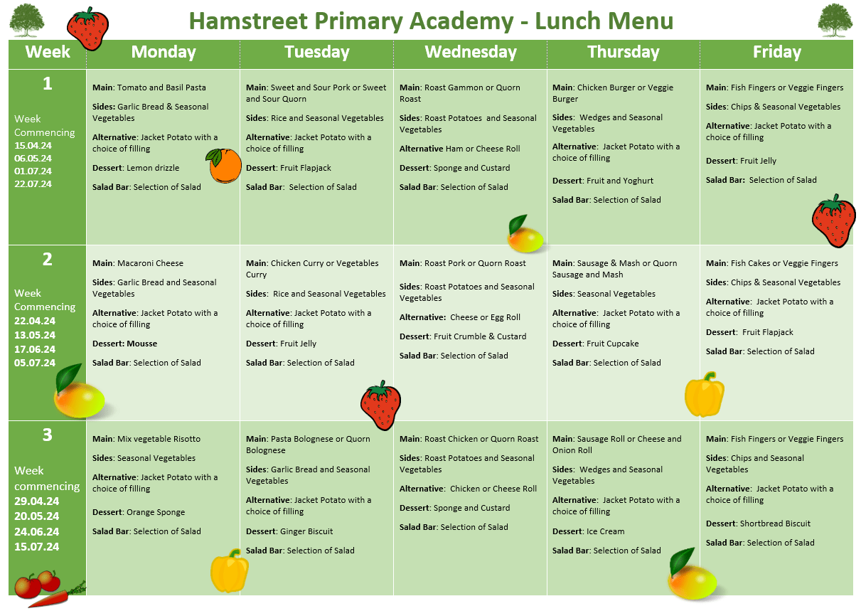Lunch Menu – Hamstreet Primary Academy